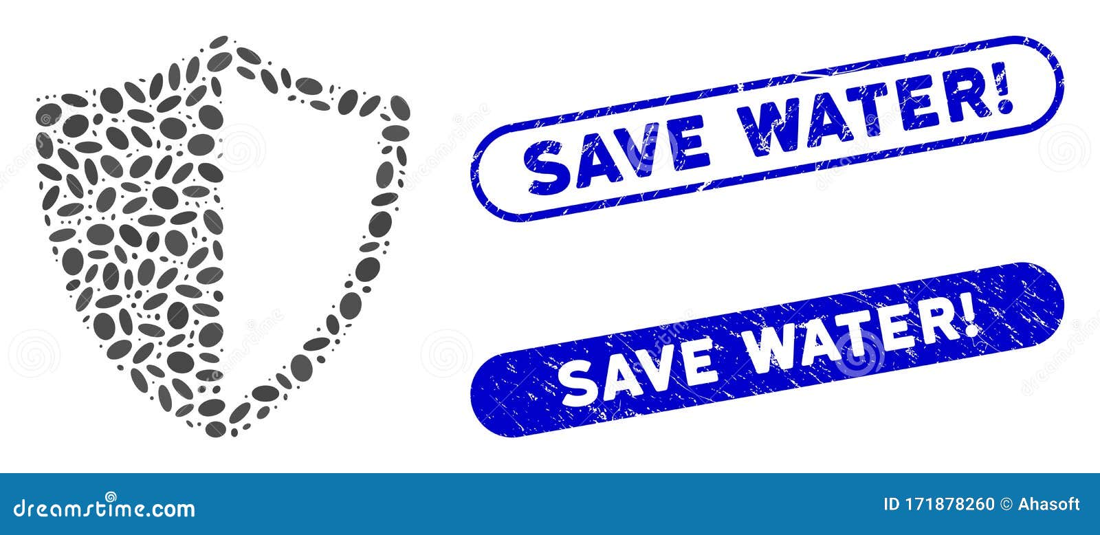 Ellipse Collage Shield with Scratched Save Water Exclamation Watermarks ...