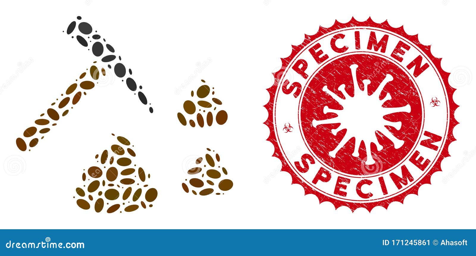 Collage Shit Mining Icon with Coronavirus Grunge Specimen Stamp Stock ...