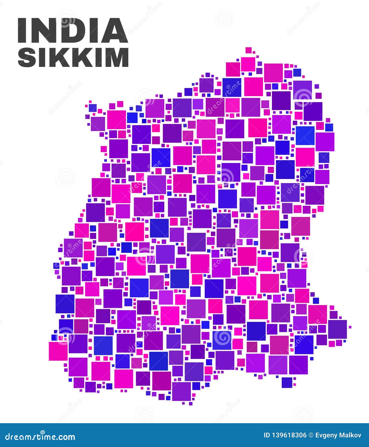 Mosaic Sikkim State Map of Square Elements Stock Vector - Illustration ...