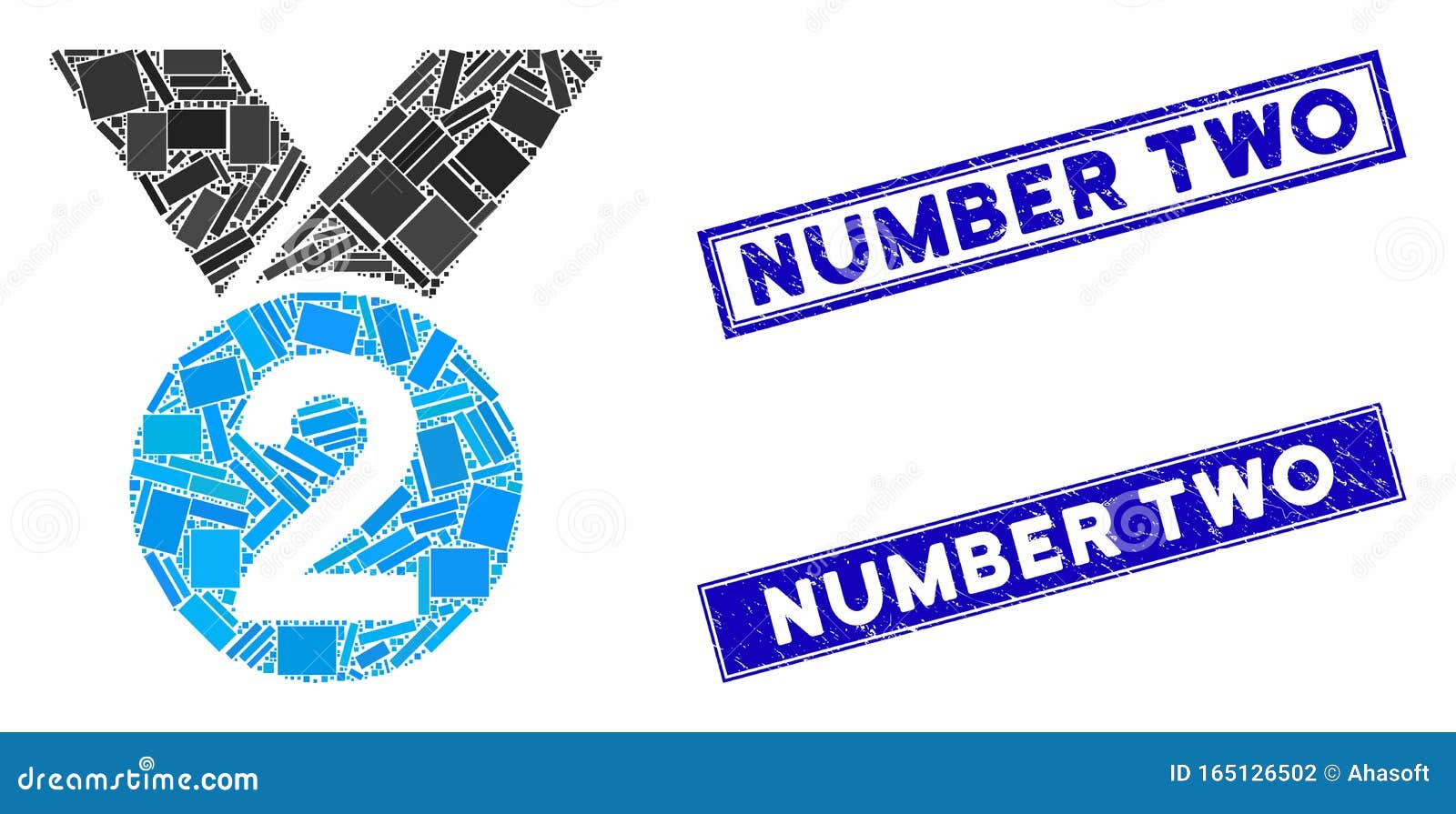 Silver Medal Mosaic and Distress Rectangle Number Two Stamp Seals Stock ...