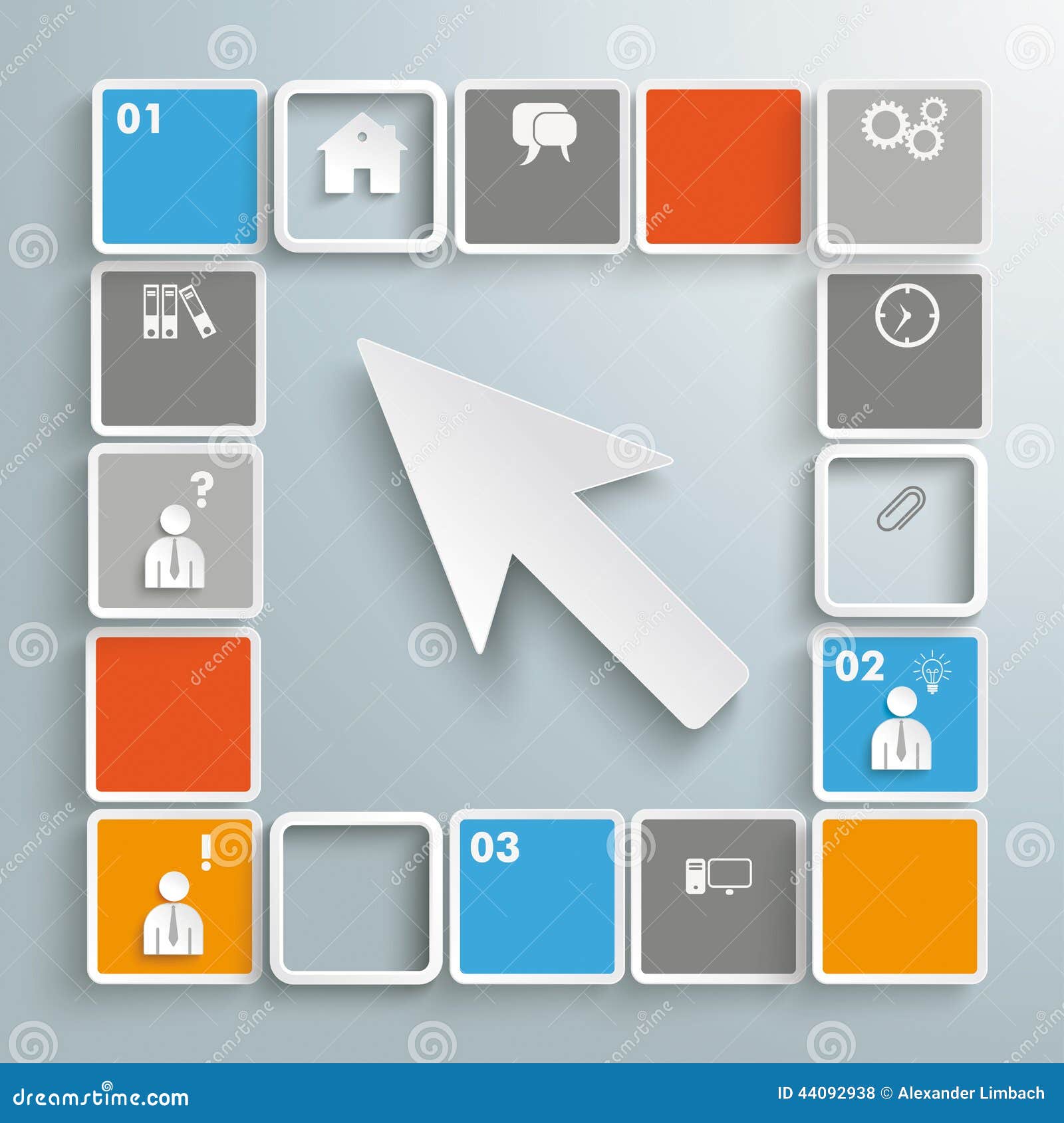 Mosaic Small Squares White Cursor Infographic Stock Vector ...