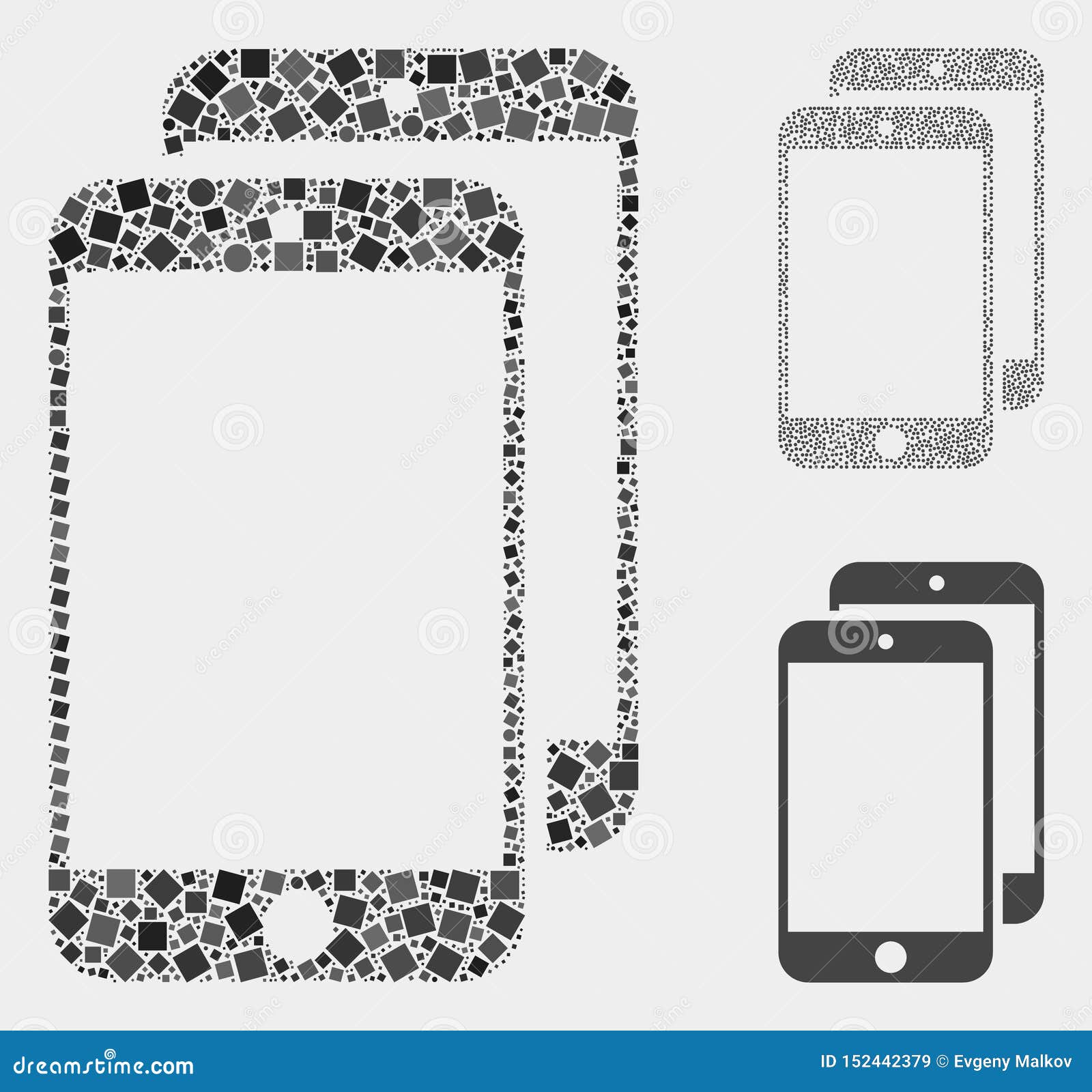 Smartphones Icon Mosaics of Squares and Circles Stock Vector ...