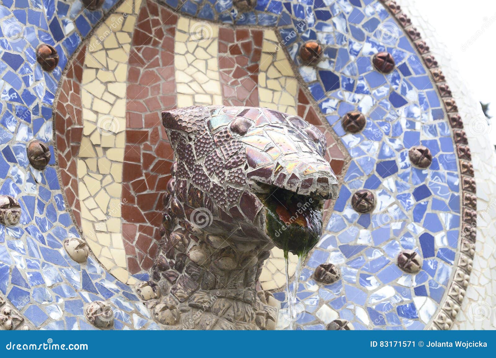 Mosaic Snake by Gaudi in Park Guell, Barcelona, Spain Stock Image ...