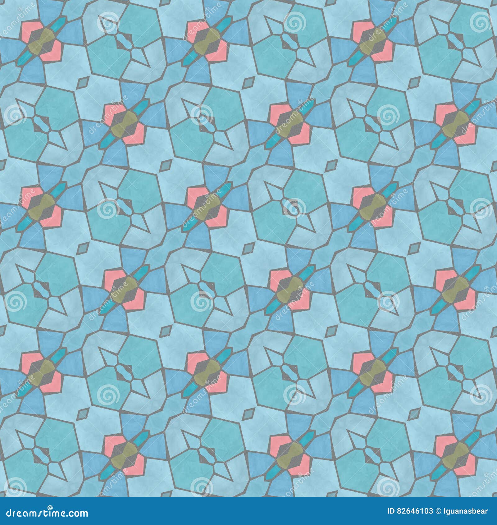 Mosaic Soft Bright Blue Decorative Symmetrical Patten Stock ...