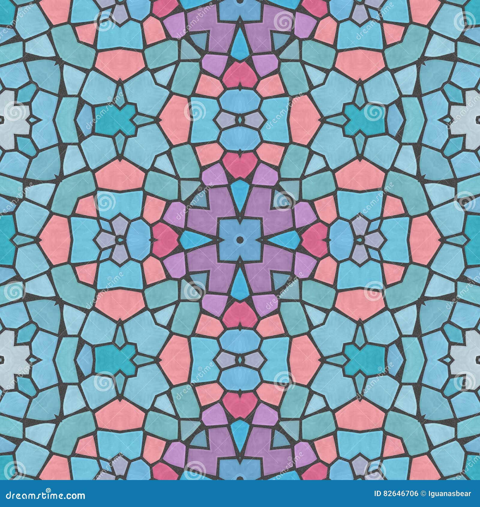 Mosaic Soft Bright Blue Decorative Symmetrical Patten Stock ...