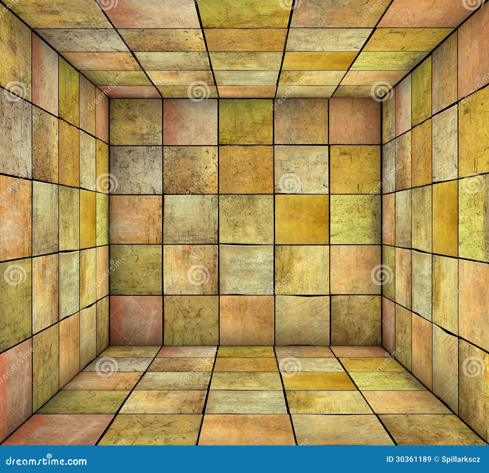 Mosaic Square Tiled Grunge Empty Space in Multiple Color Stock ...