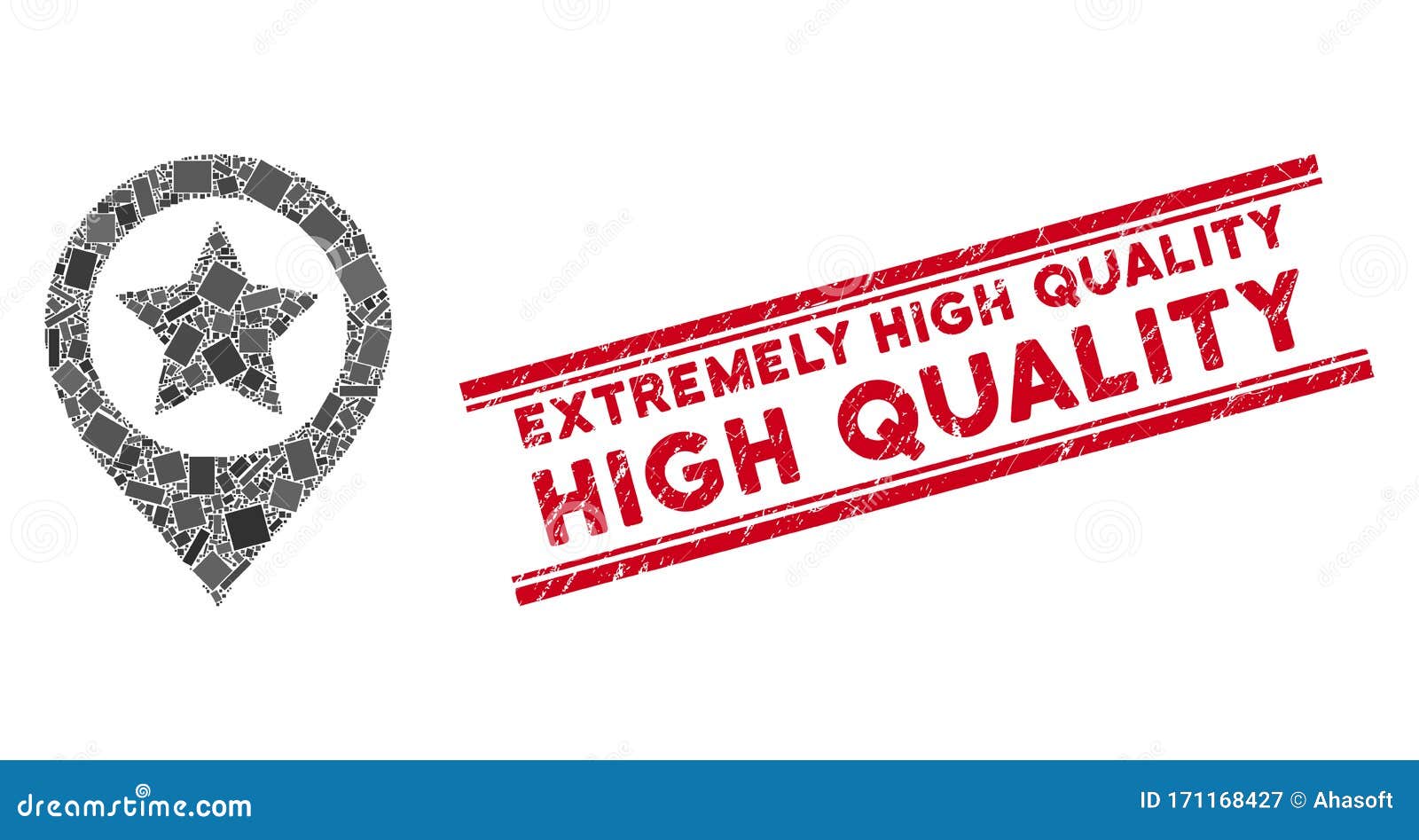 Star Map Marker Mosaic and Grunge Extremely High Quality Stamp with ...