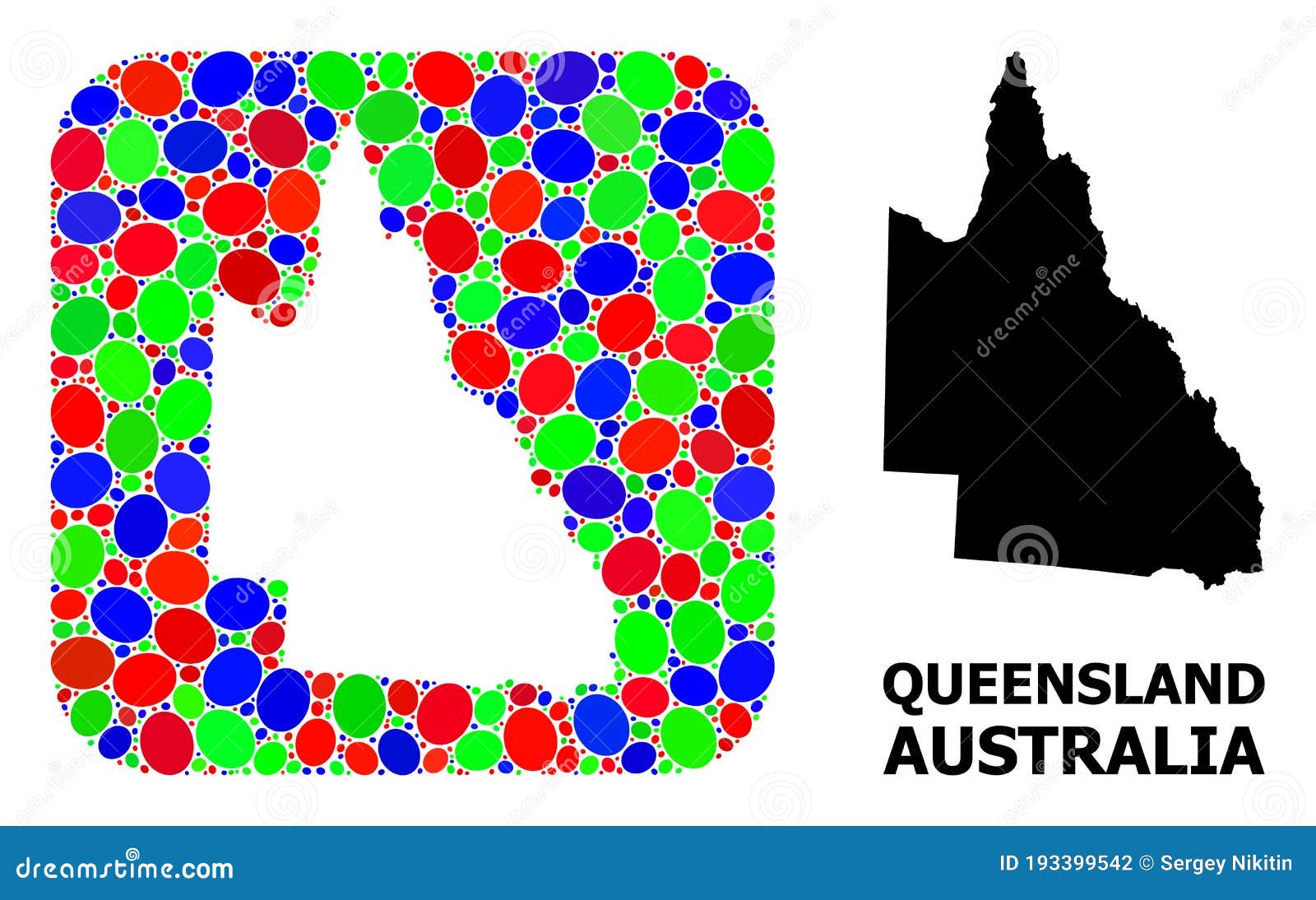 Mosaic Stencil and Solid Map of Australian Queensland Stock Vector ...