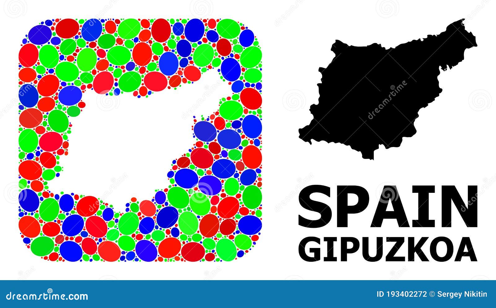 Mosaic Stencil and Solid Map of Gipuzkoa Province Stock Vector ...