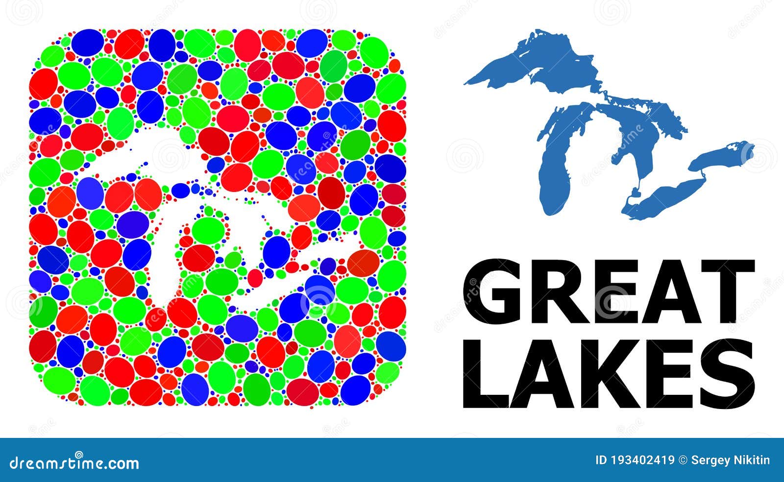 Mosaic Stencil and Solid Map of Great Lakes Stock Vector - Illustration ...