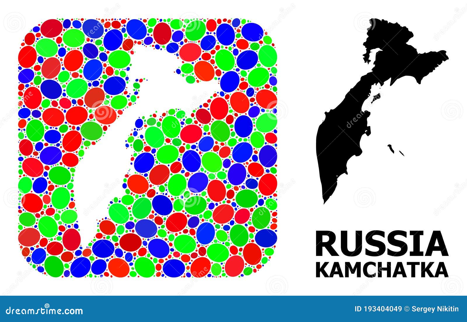 Mosaic Stencil And Solid Map Of Kamchatka Peninsula Cartoon Vector ...