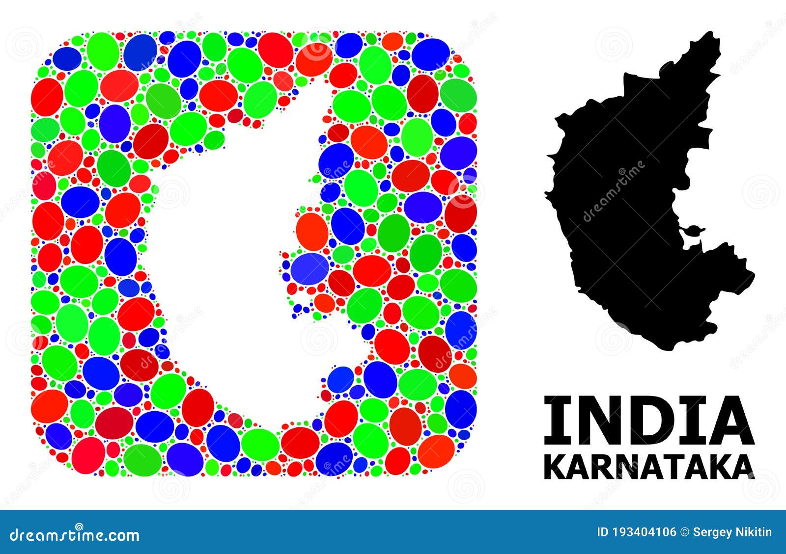 Mosaic Stencil and Solid Map of Karnataka State Stock Vector ...
