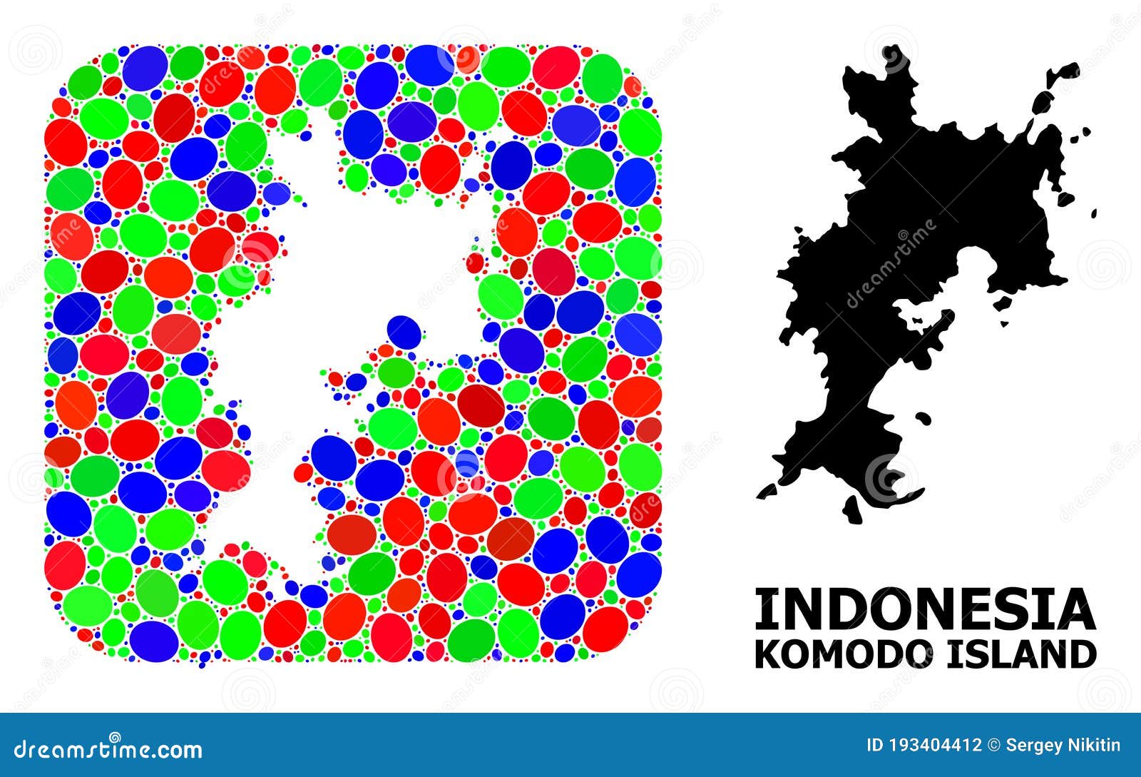 Komodo Island Map Vector, Isolated On White Background. Black Map ...