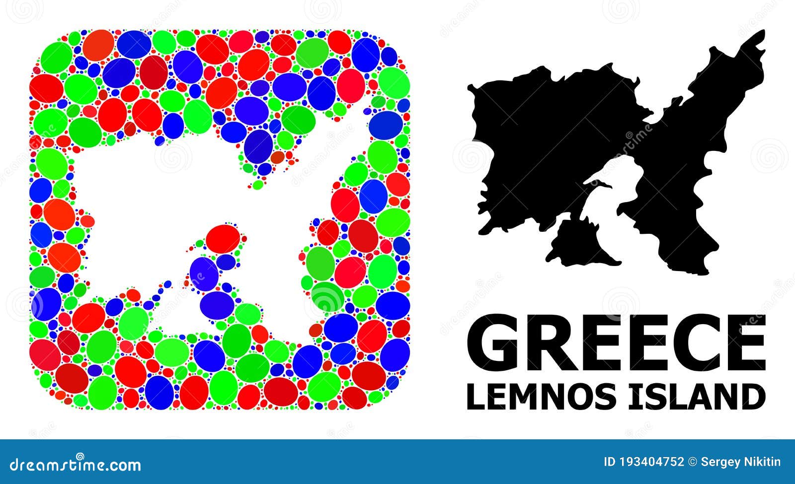 Mosaic Stencil and Solid Map of Lemnos Island Stock Vector ...