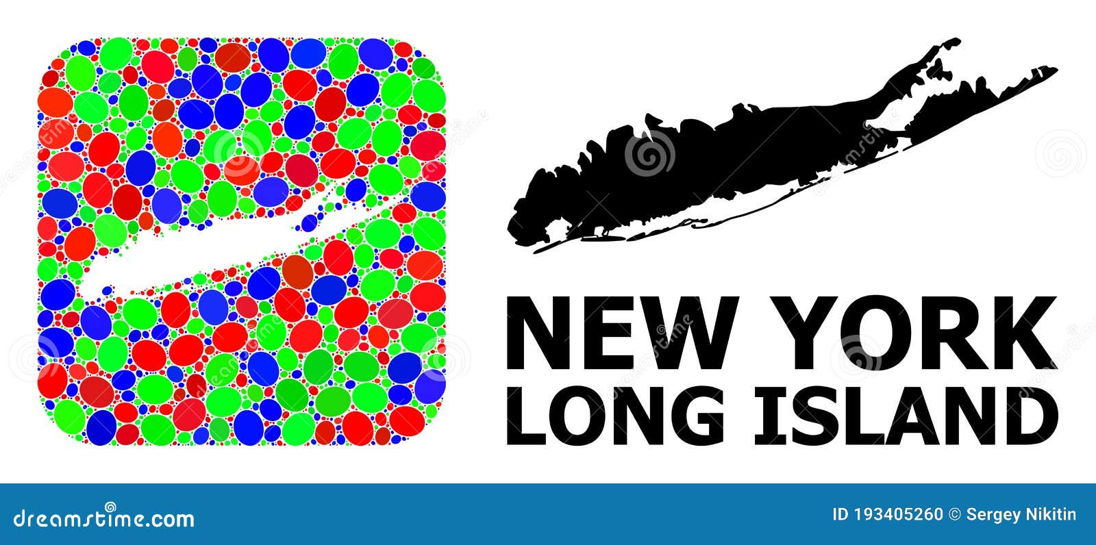 Mosaic Stencil and Solid Map of Long Island Stock Vector - Illustration ...