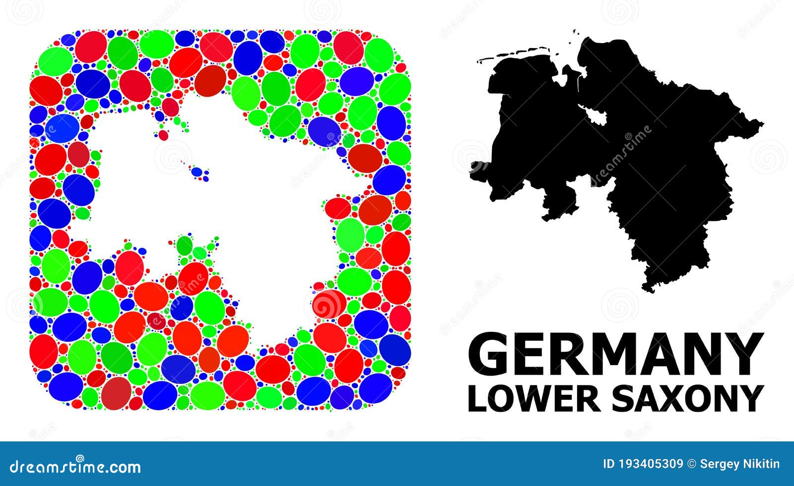 Mosaic Stencil and Solid Map of Lower Saxony State Stock Vector ...