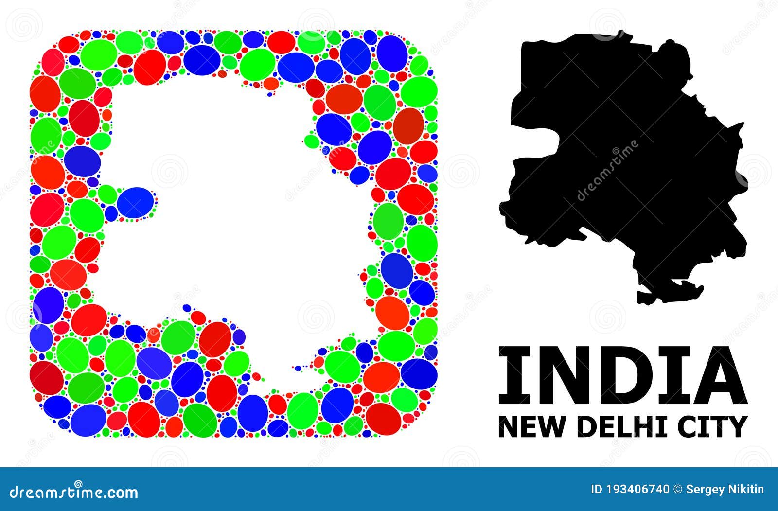 Mosaic Stencil and Solid Map of New Delhi City Stock Vector ...
