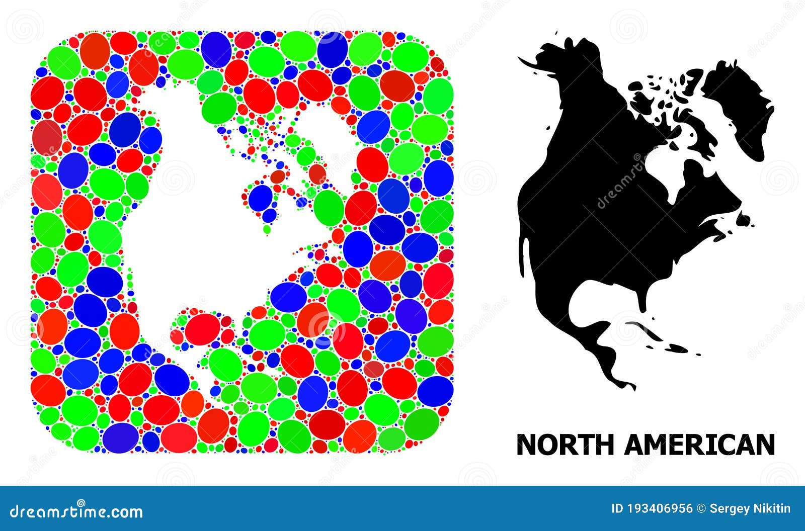 Mosaic Stencil and Solid Map of North America Stock Vector ...