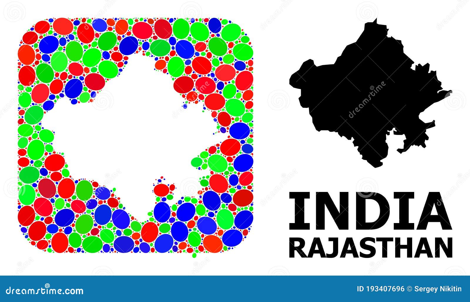 Mosaic Stencil and Solid Map of Rajasthan State Stock Vector ...