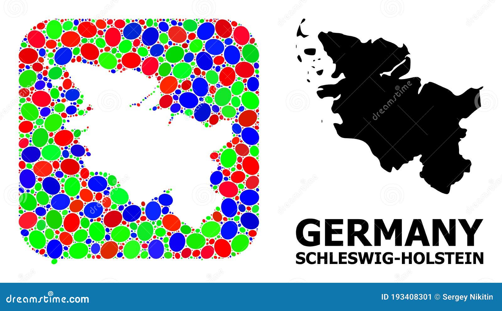 Mosaic Stencil and Solid Map of Schleswig-Holstein State Stock Vector ...