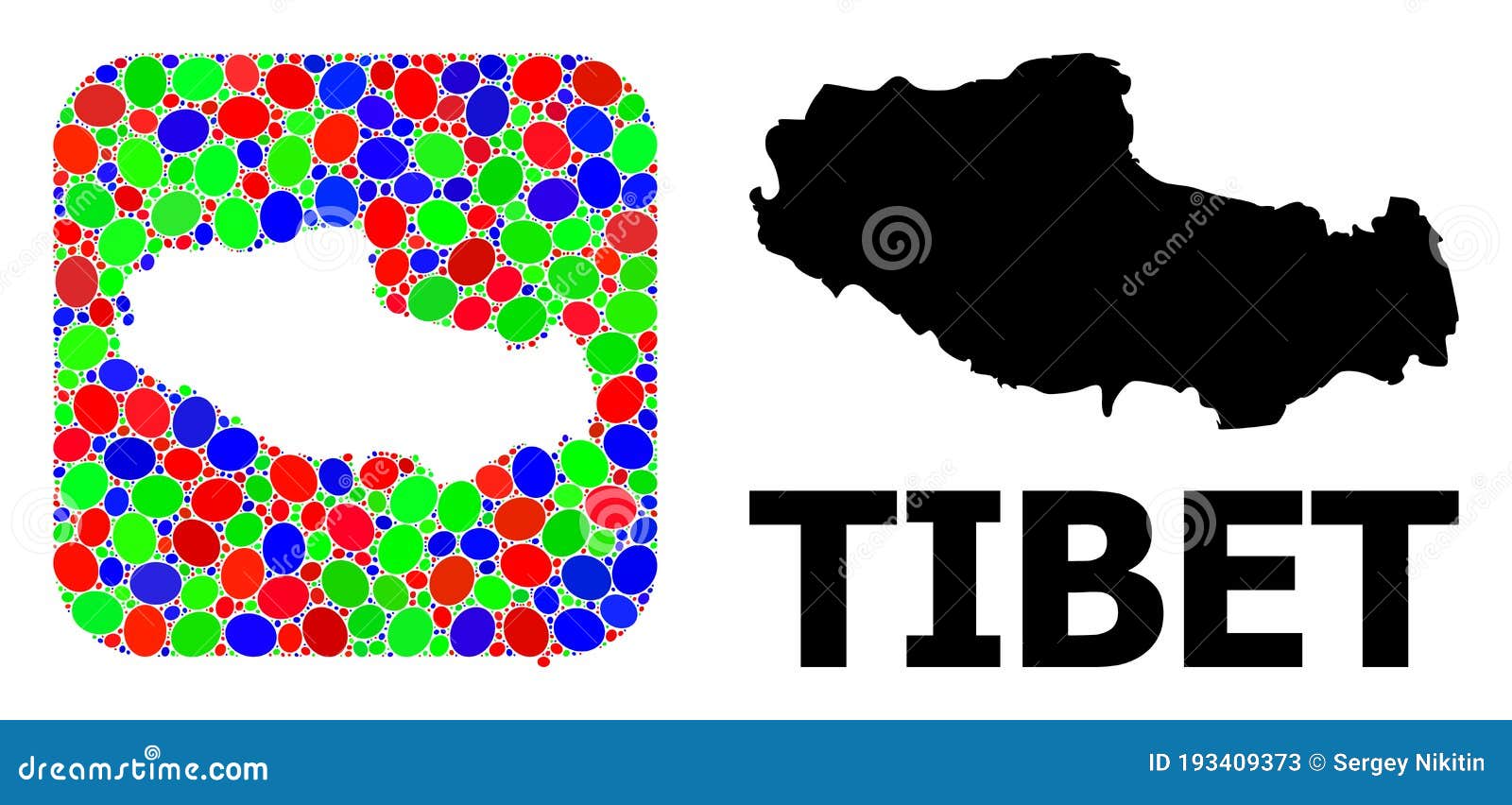 Mosaic Stencil and Solid Map of Tibet Stock Vector - Illustration of ...