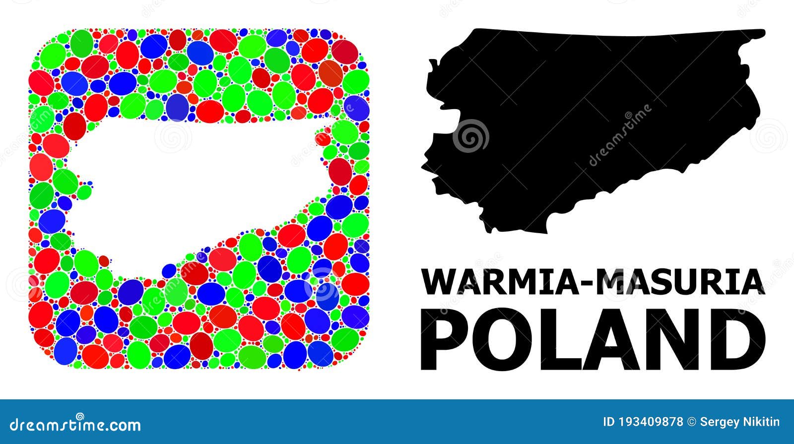 Mosaic Stencil and Solid Map of Warmia-Masuria Province Stock Vector ...