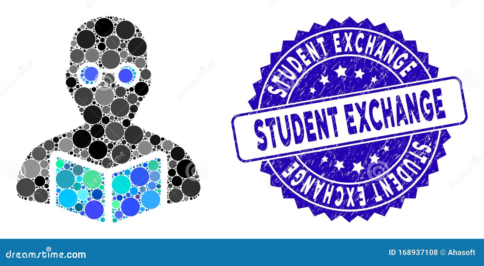 Collage Student Icon with Distress Student Exchange Seal Stock Vector ...