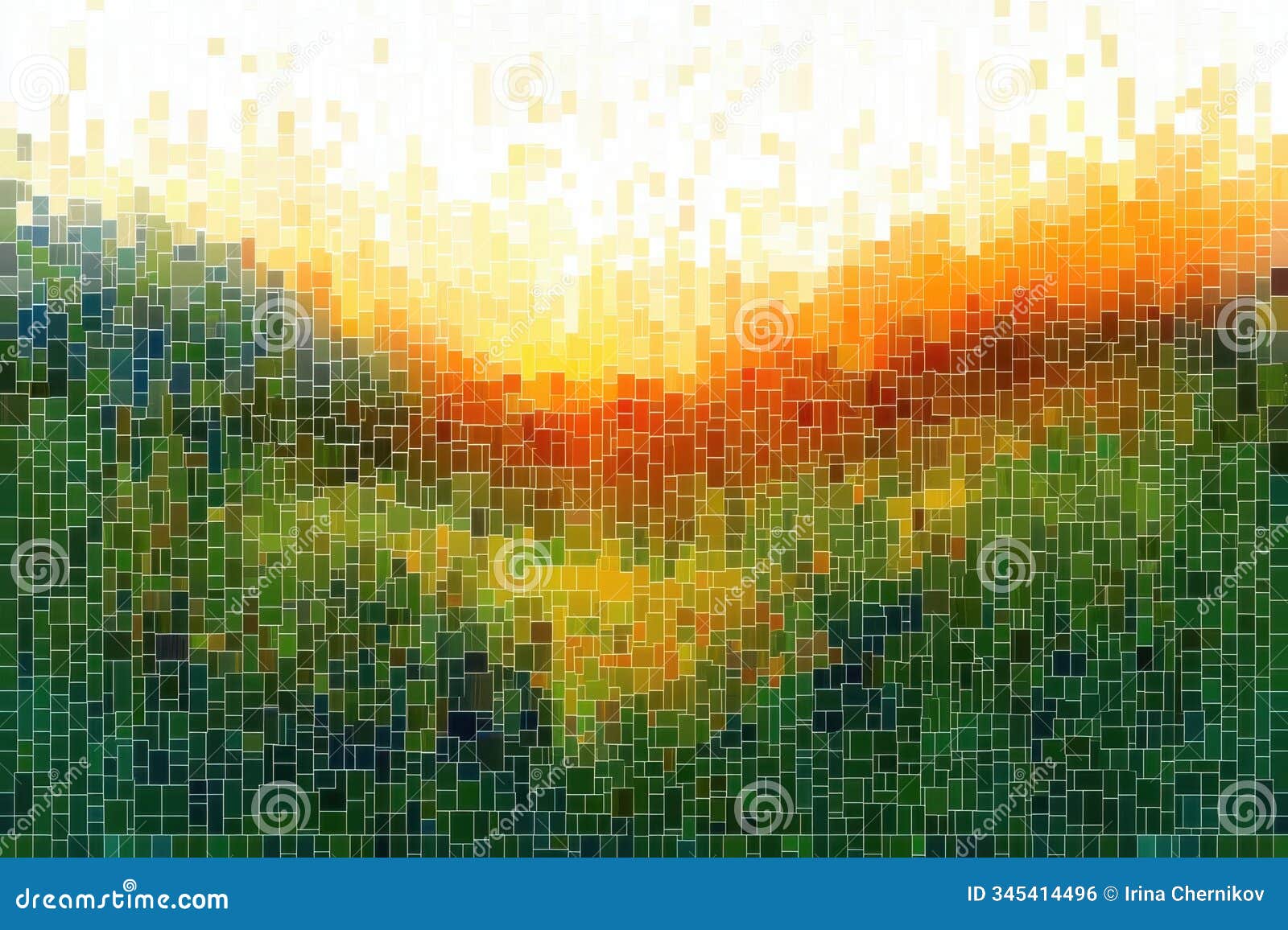 Mosaic Style Minimalistic Landscape at Sunrise Stock Photo - Image of ...