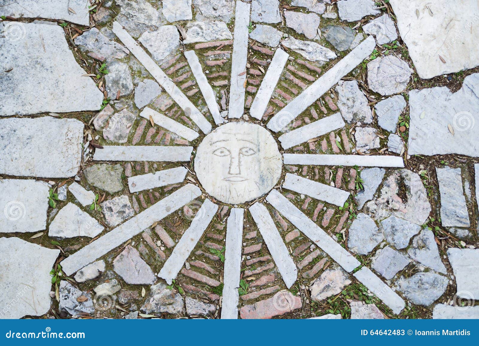 Mosaic, Stylized Sun in Athens, Greece. Stock Image - Image of ...