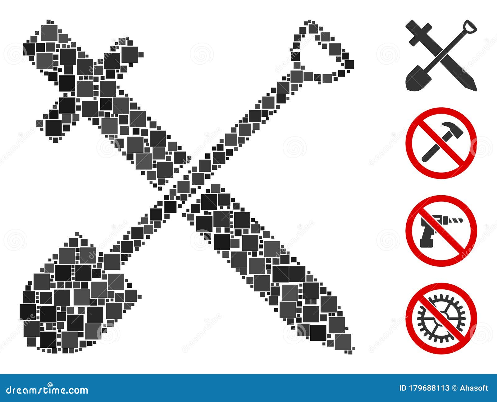 Square Sword and Shovel Icon Vector Collage Stock Vector - Illustration ...