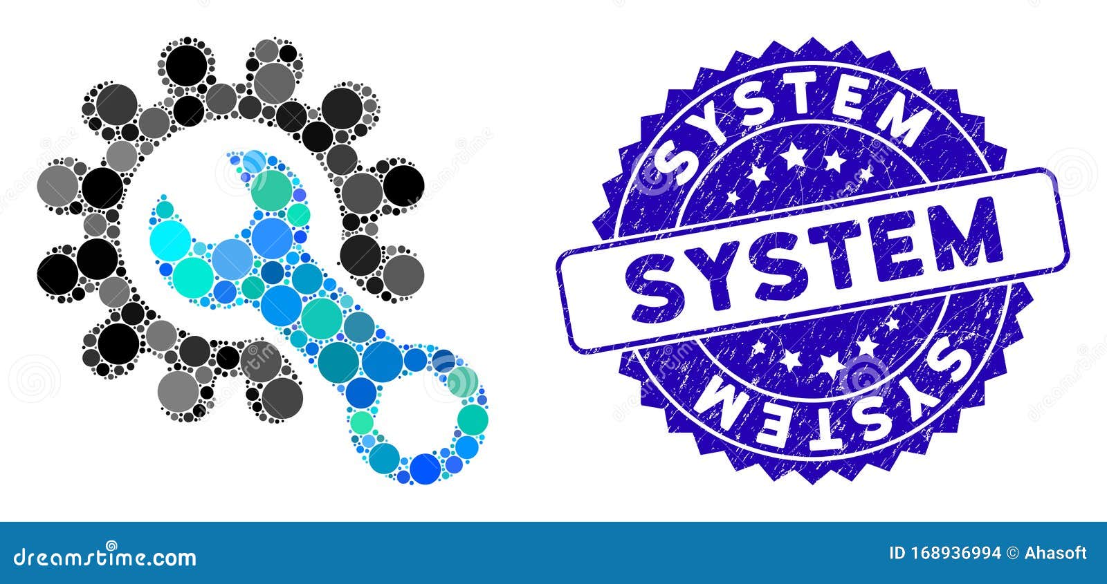 Collage System Tools Icon with Grunge System Seal Stock Vector ...