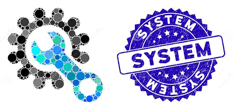 Collage System Tools Icon with Grunge System Seal Stock Vector ...
