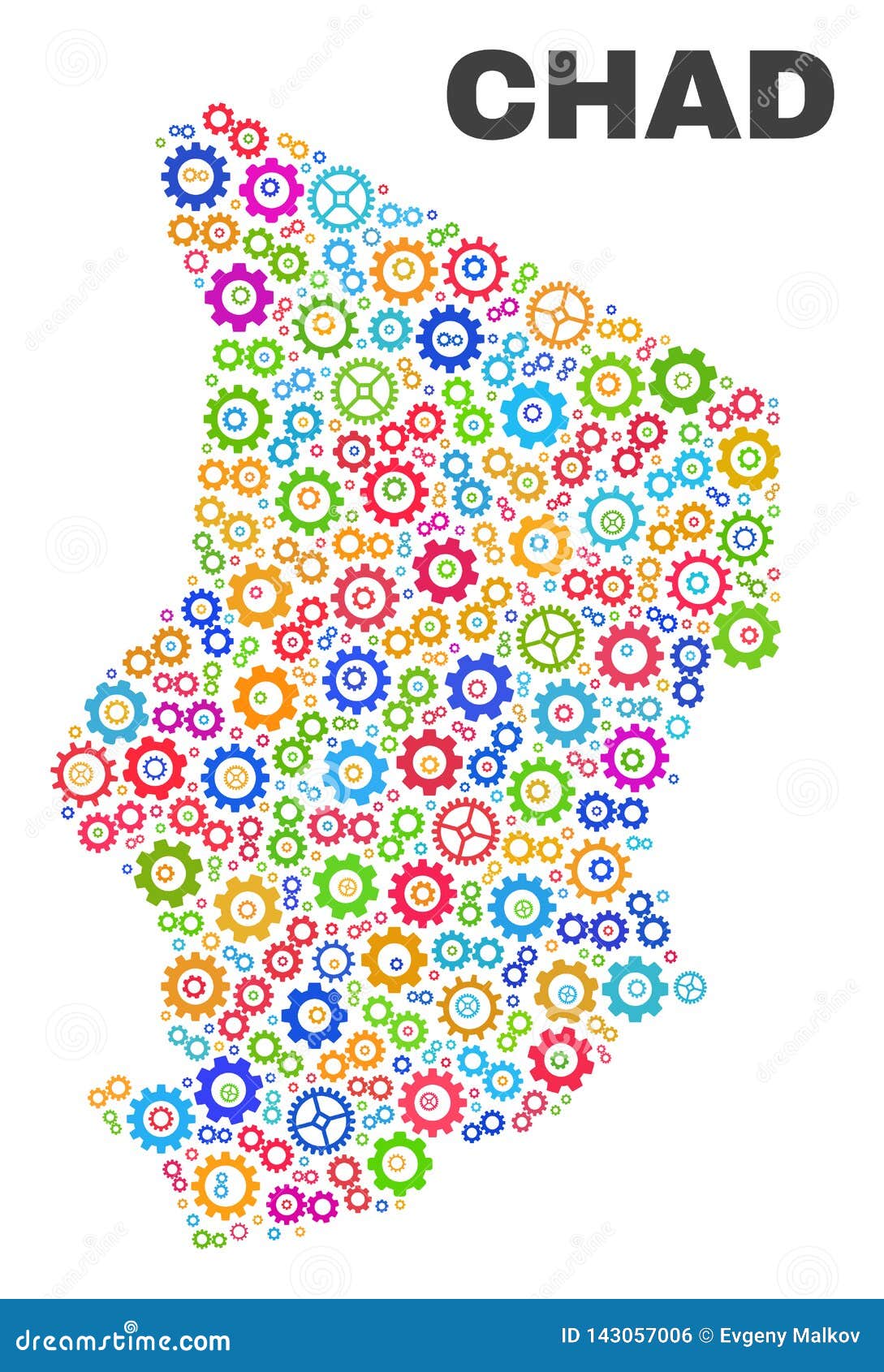 Mosaic Chad Map of Cogwheel Items Stock Vector - Illustration of item ...