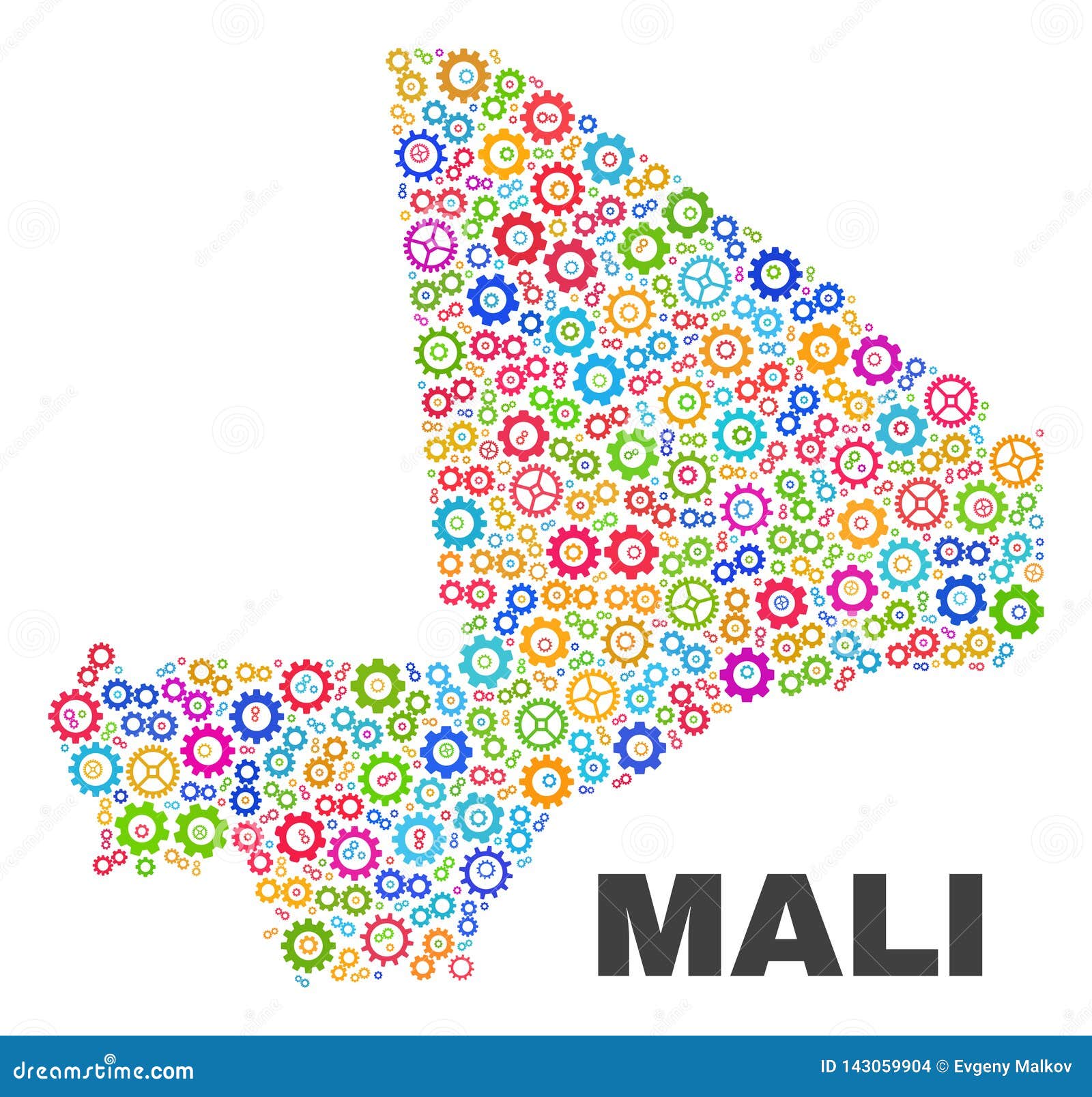 Mosaic Mali Map of Gearwheel Items Stock Vector - Illustration of ...