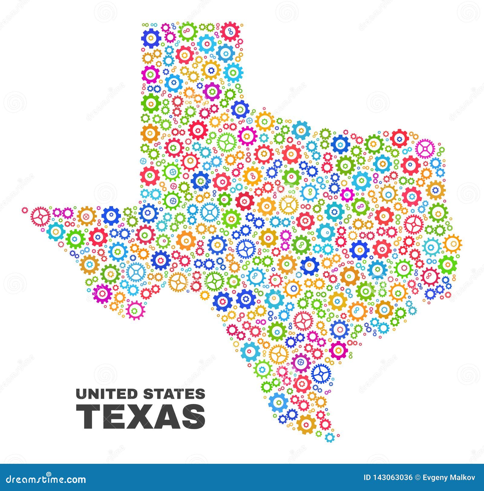 Mosaic Texas State Map of Gear Elements Stock Vector - Illustration of ...