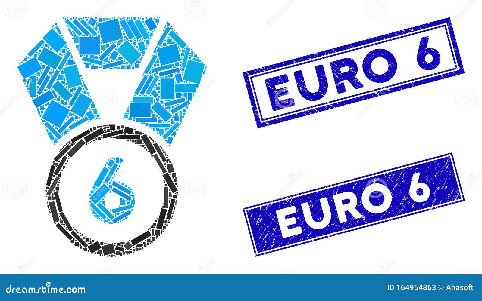 6Th Place Medal Mosaic and Grunge Rectangle Stamps Stock Illustration ...