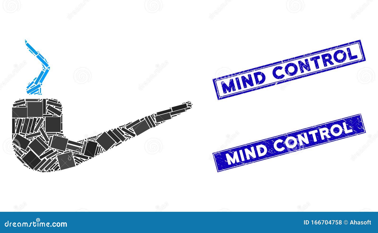 Thinking Mosaic and Distress Rectangle Watermarks Stock Illustration ...