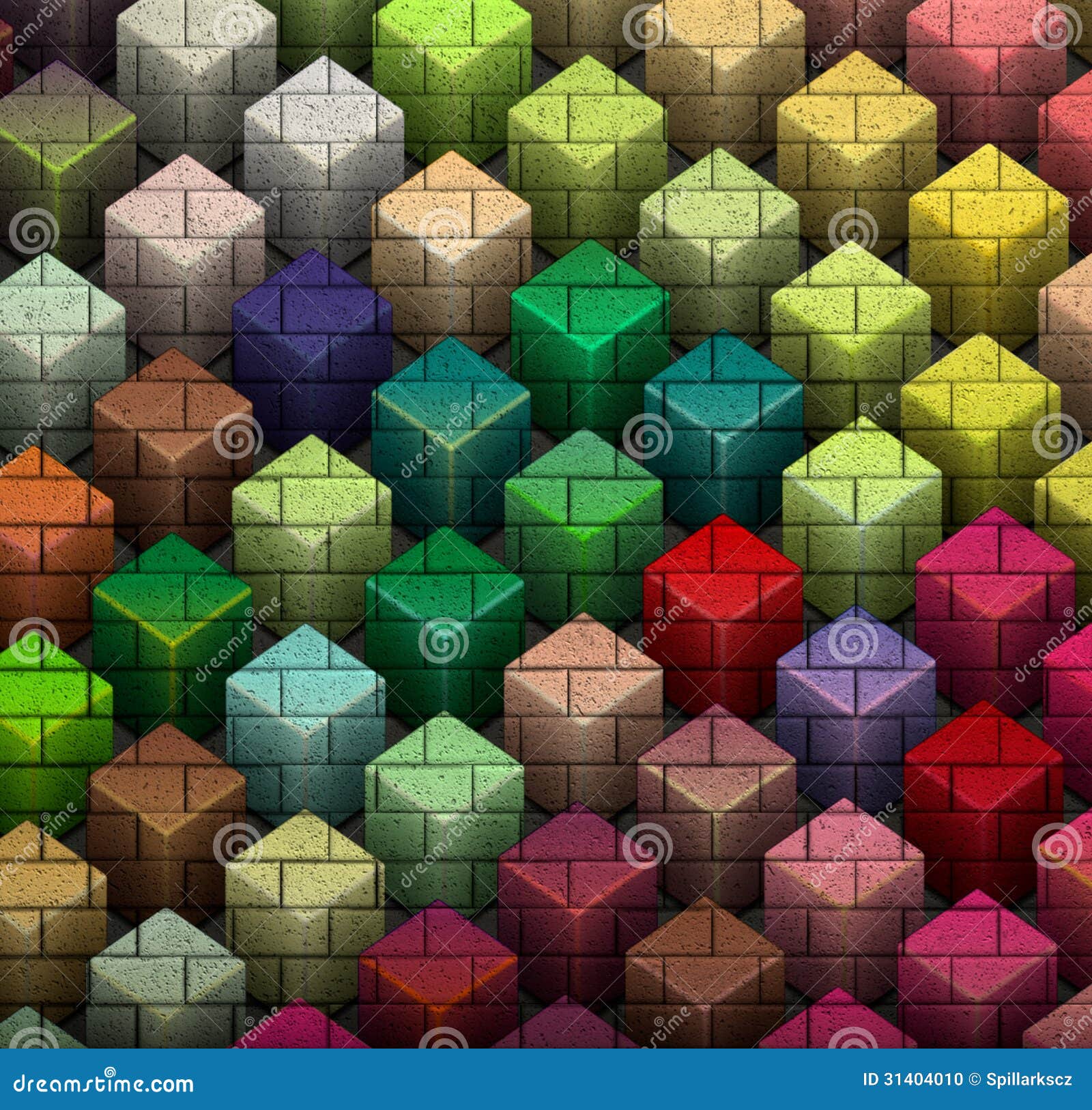 Mosaic Tile Brick Wall with Color Cube Pattern Stock Illustration ...