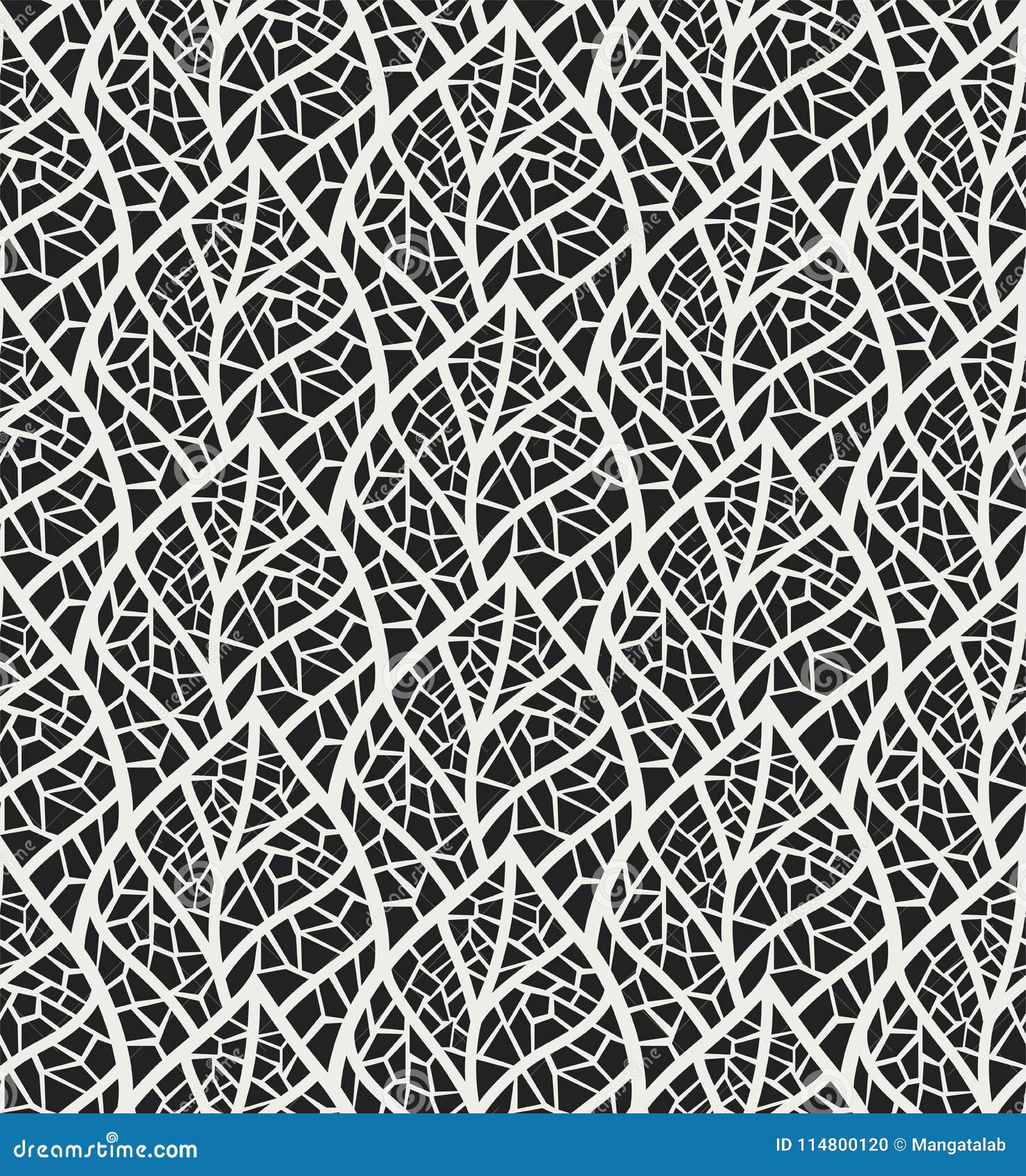 Mosaic Tile Decorative Leaves Seamless Pattern. Continuous Leaf ...