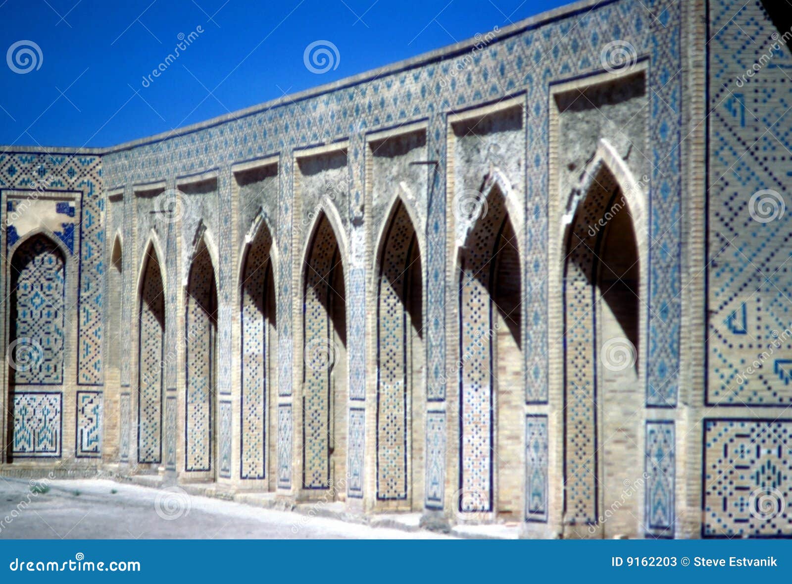 Mosaic Tiled Arches in Mosque Courtyard Stock Image - Image of muslim ...