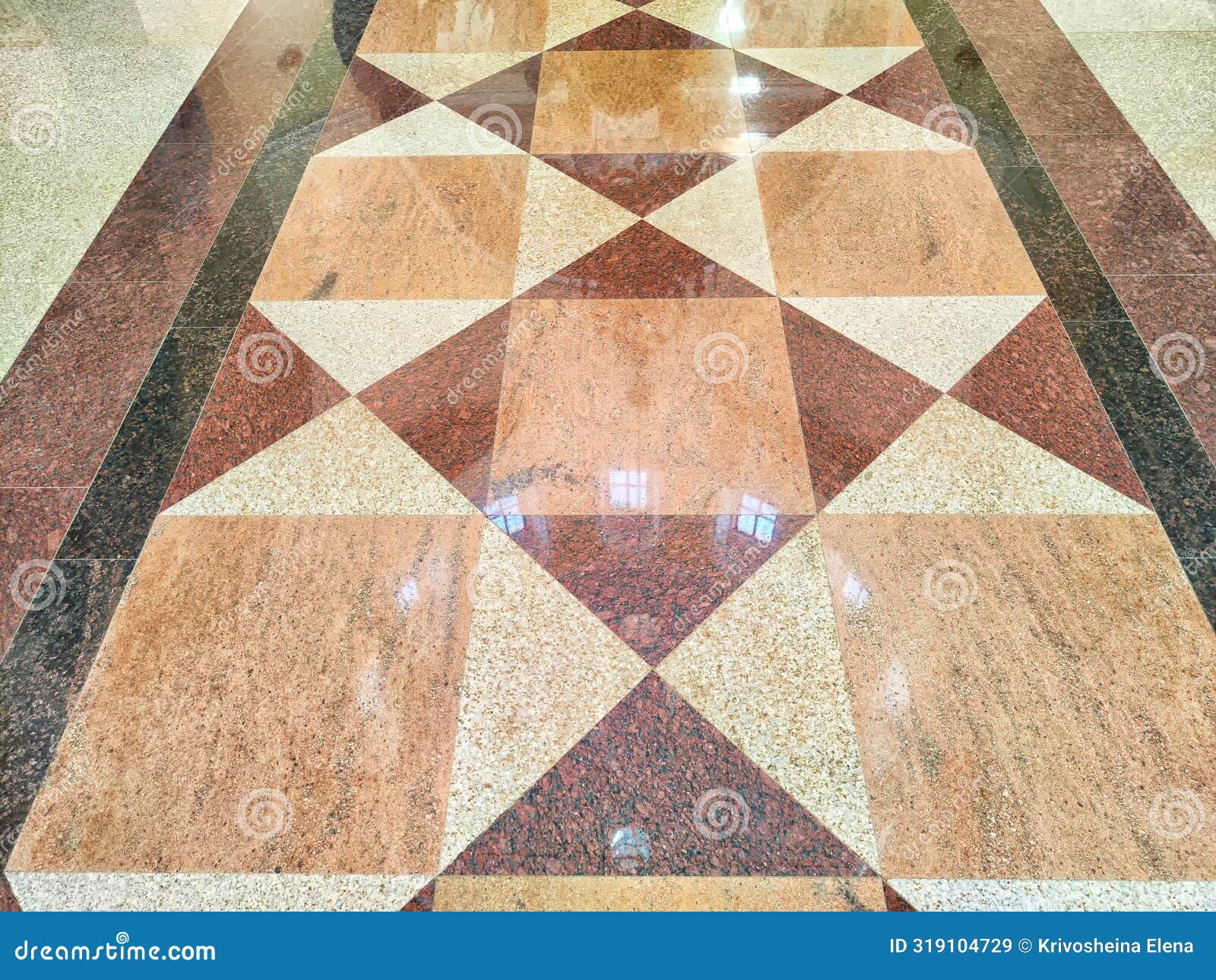 Mosaic Tiles Are Shiny On The Path, Sidewalk Or Indoors. Background ...