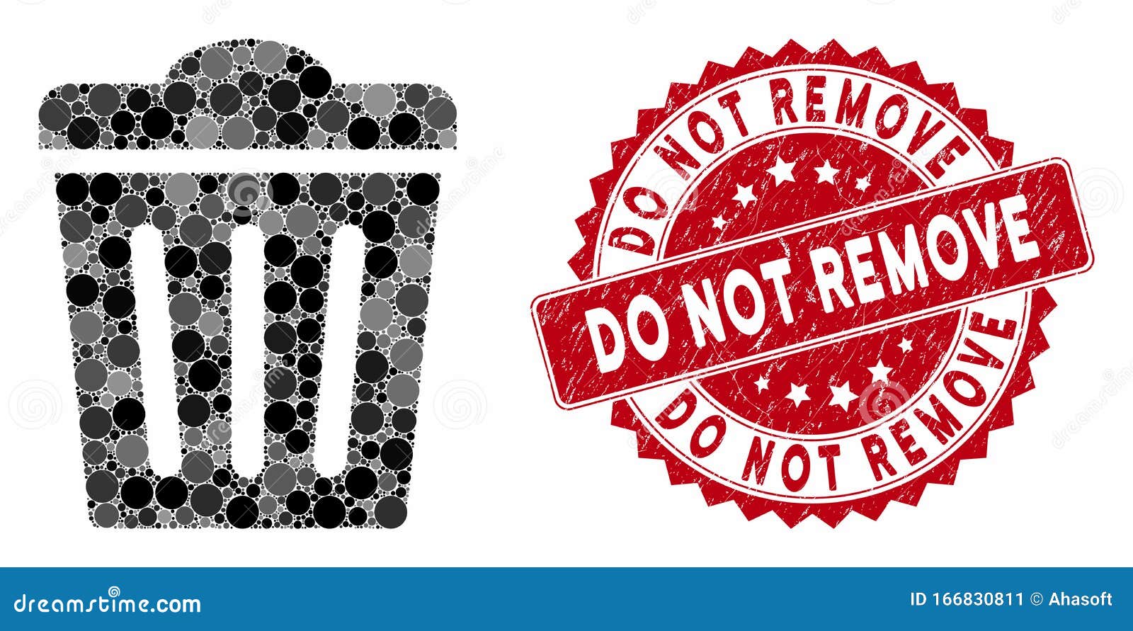Mosaic Trash Can with Distress Do Not Remove Stamp Stock Illustration ...