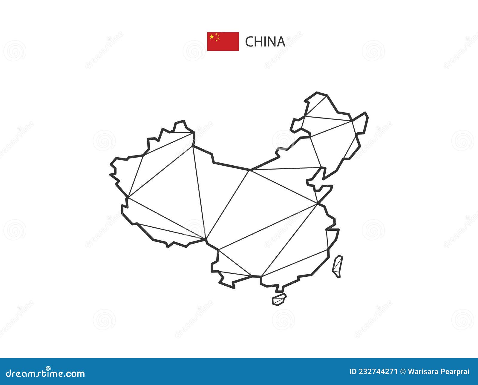 Mosaic Triangles Map Style of China Isolated on a White Background ...