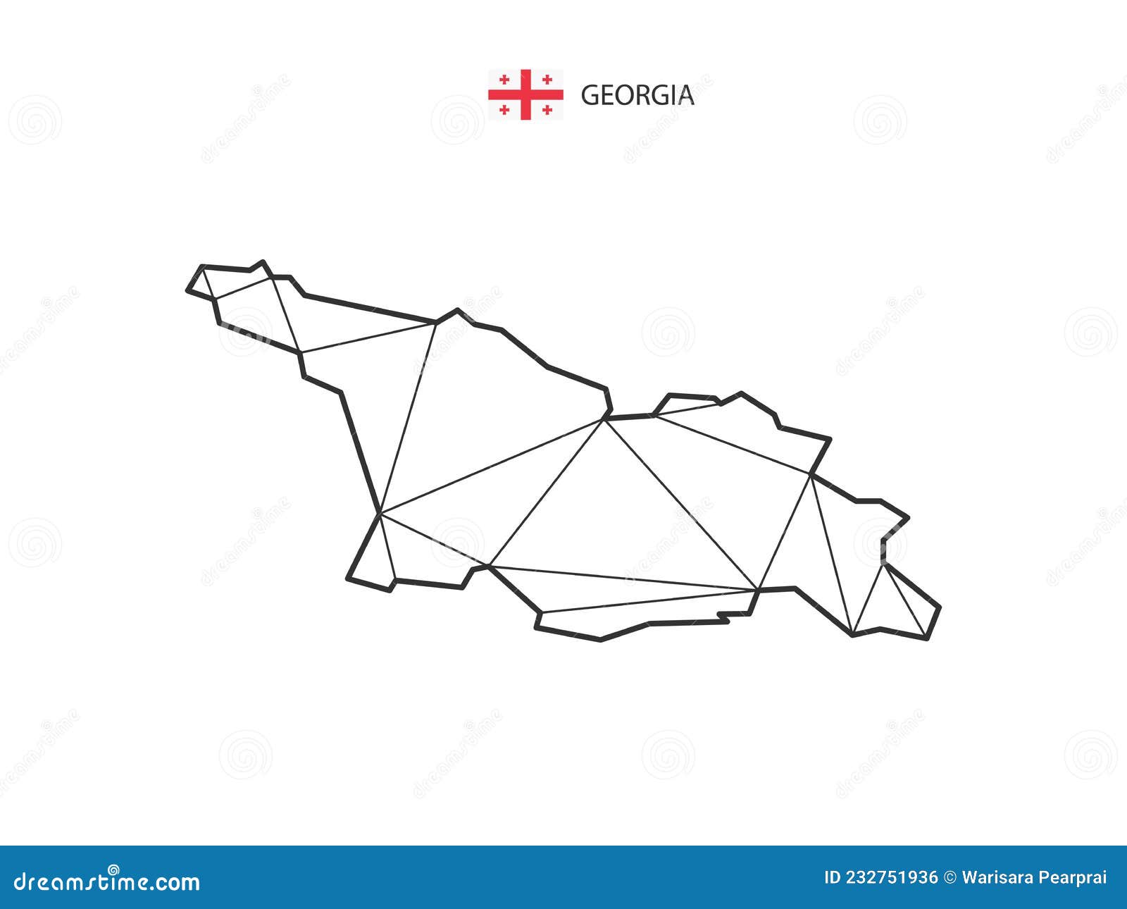 Mosaic Triangles Map Style of Georgia Isolated on a White Background ...
