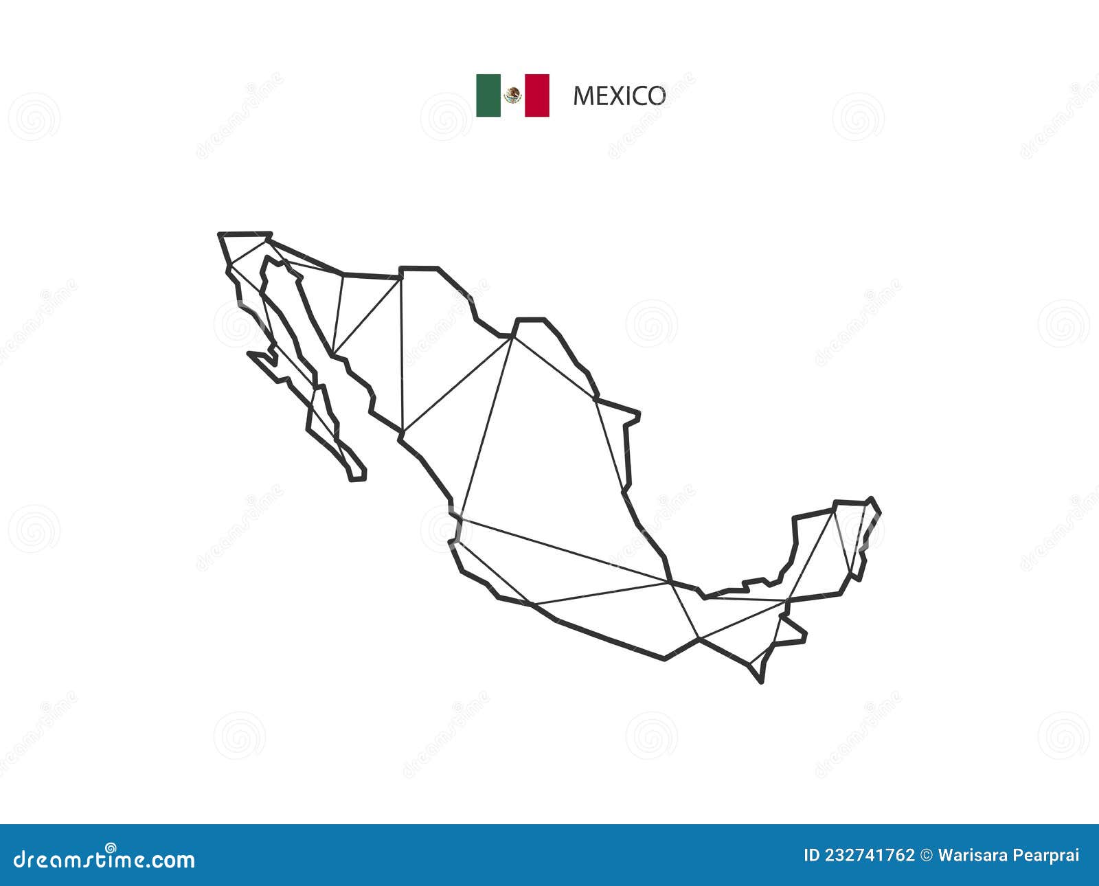 Mosaic Triangles Map Style of Mexico Isolated on a White Background ...