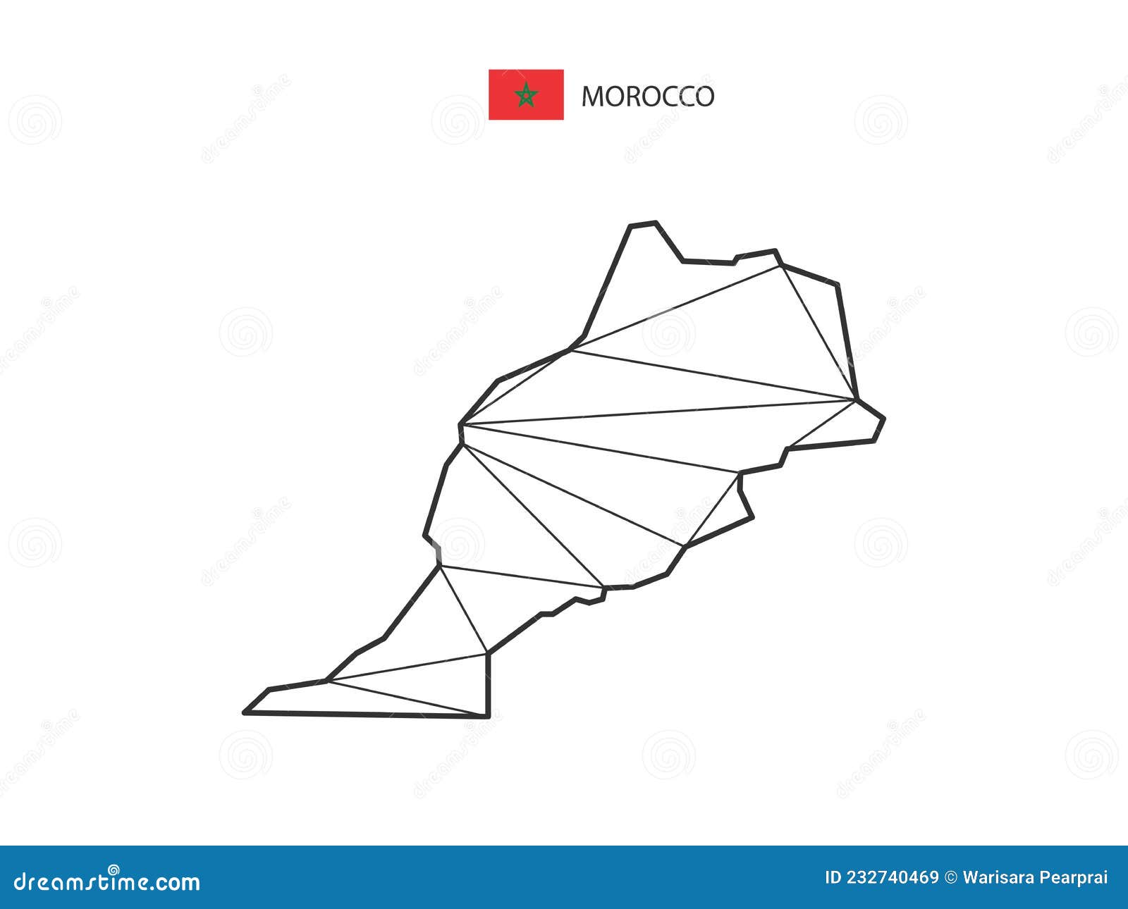 Mosaic Triangles Map Style of Morocco Isolated on a White Background ...