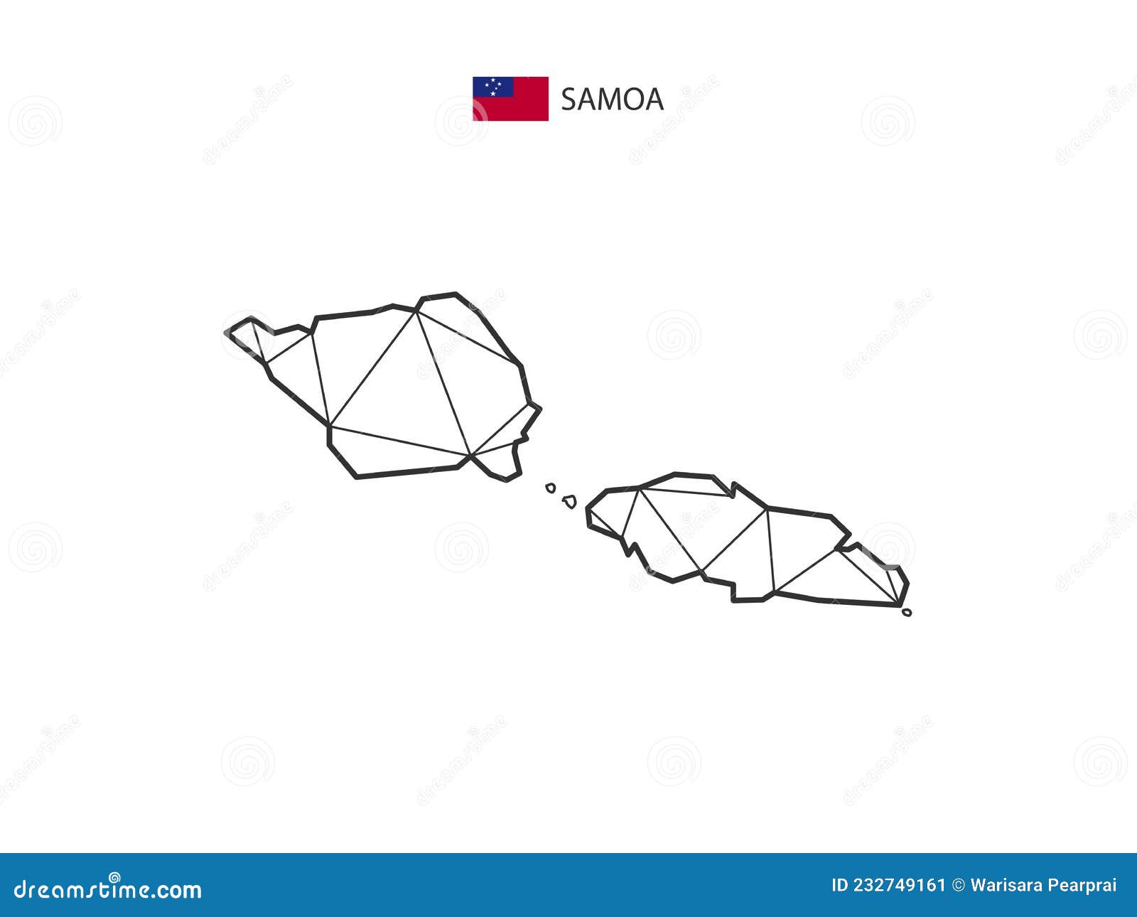 Mosaic Triangles Map Style of Samoa Isolated on a White Background ...