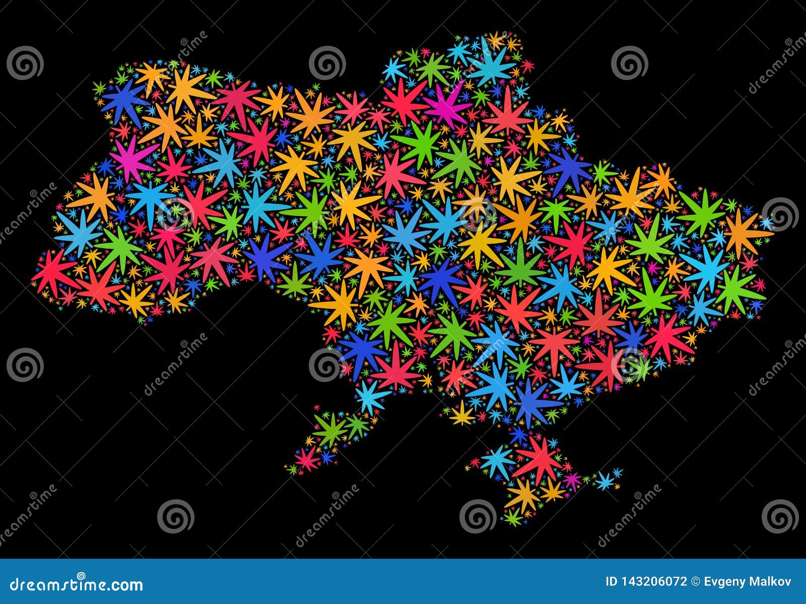Mosaic Ukraine Map of Multi-Colored Marijuana Leaves Stock Vector ...