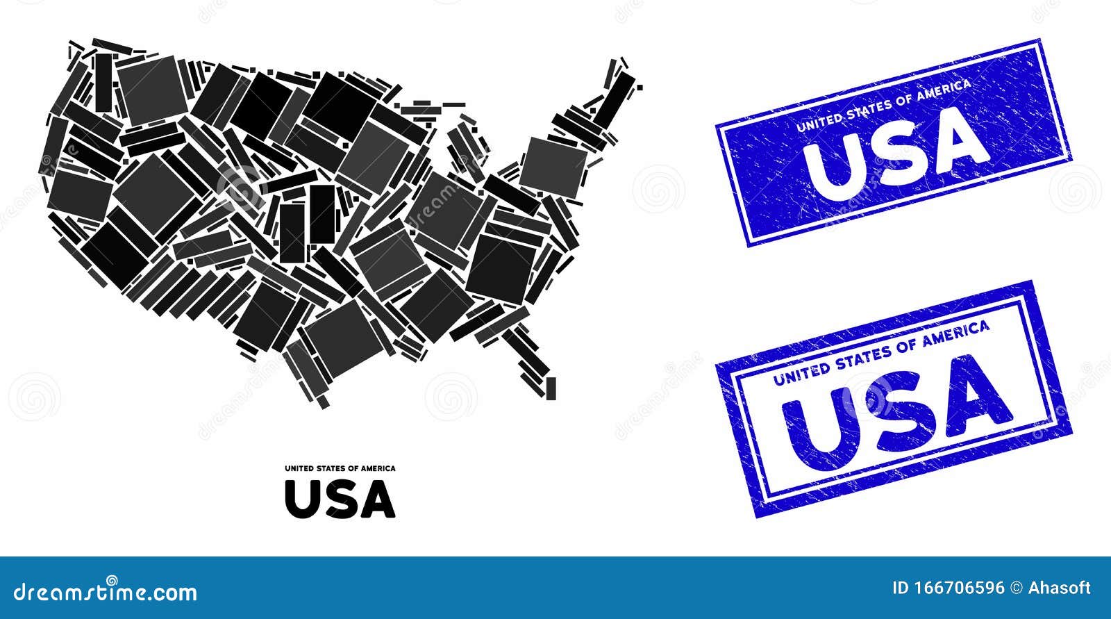 Mosaic USA Map and Scratched Rectangle Watermarks Stock Vector ...