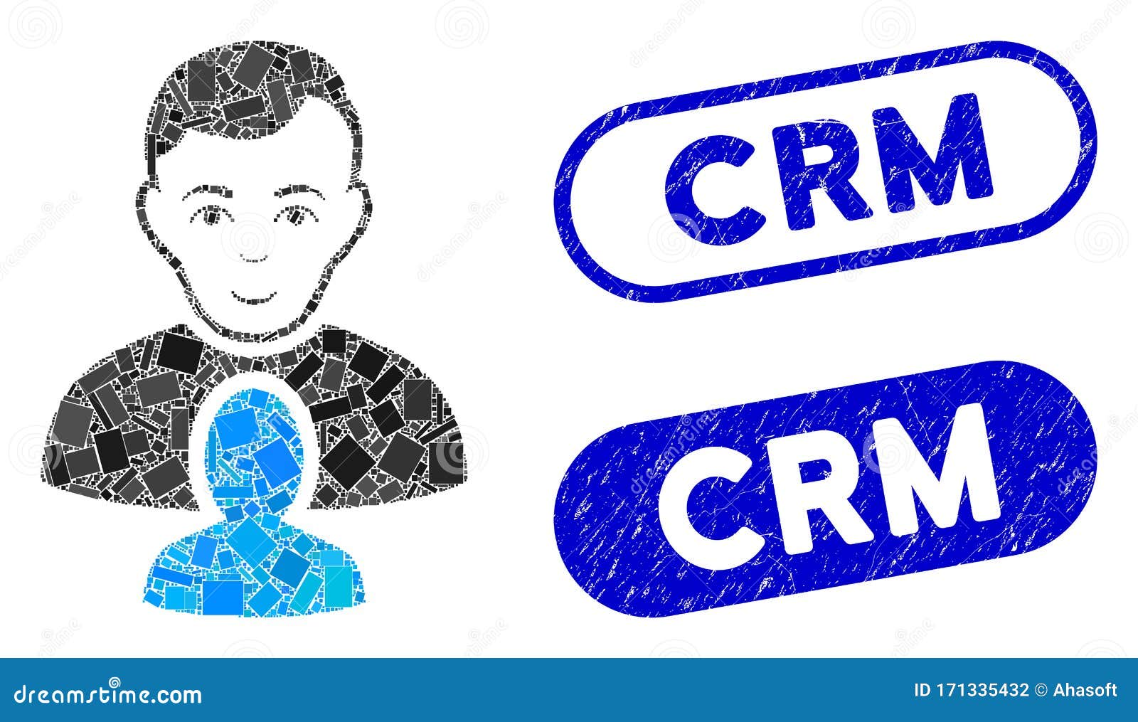 Rectangle Mosaic User Partner with Textured Crm Stamps Stock Vector ...